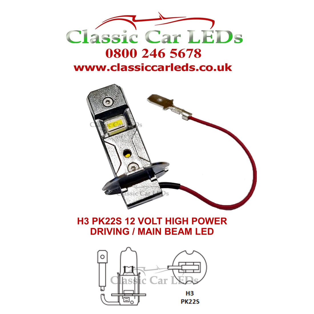 1x LED H3 453 P22S High power 12v Spot / Fog / Main Beam Bulb Cool ...