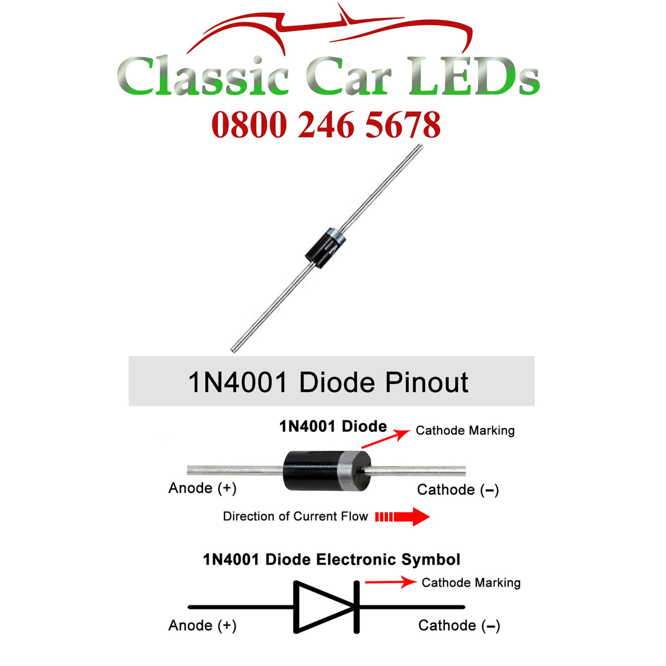 1N4001 Rectifier Diode 1A - Blocking diode - stops reverse current ...