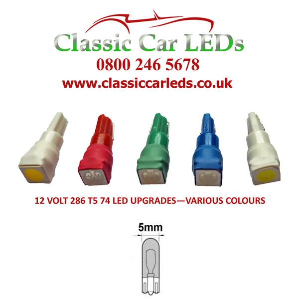 286 T5 LED DASHBOARD UPGRADE BULBS T5 74 VARIOUS COLOURS – Classic Car ...
