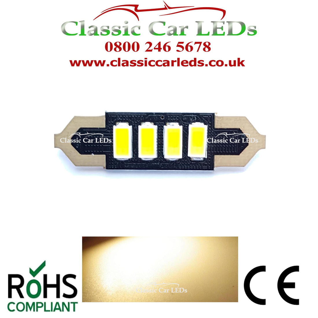 36MM WARM WHITE CLASSIC CAR INTERIOR COURTESY NUMBER PLATE LED BULB 23 ...