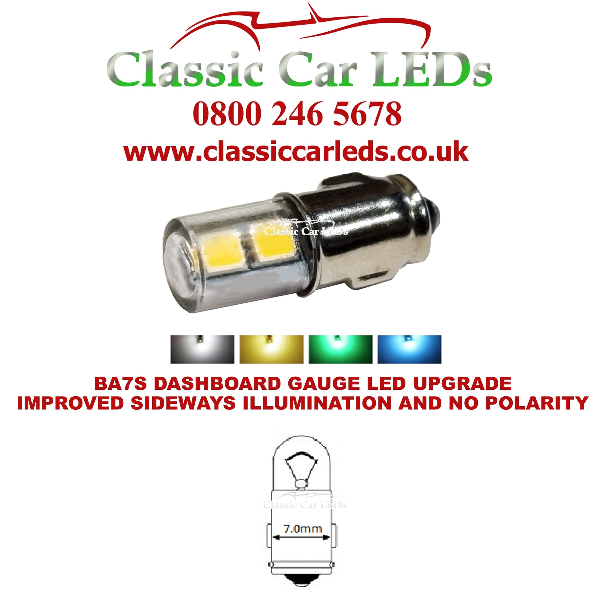 BA7S 281 MCC LED DASHBOARD WARNING SWITCH BULB - VARIOUS COLOURS ...